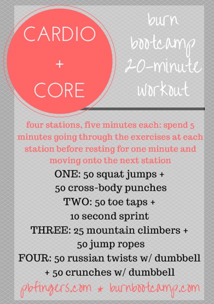Cardio Core Burn Bootcamp Workout Peanut Butter Fingers